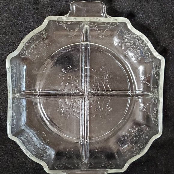 Dining | Vintage Clear Glass 4section Divided Embossed Dish | Poshmark